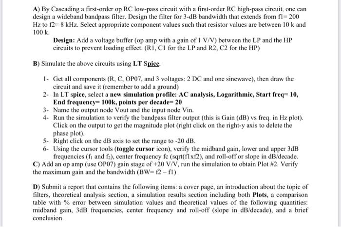 A) By Cascading a first-order op RC low-pass circuit | Chegg.com