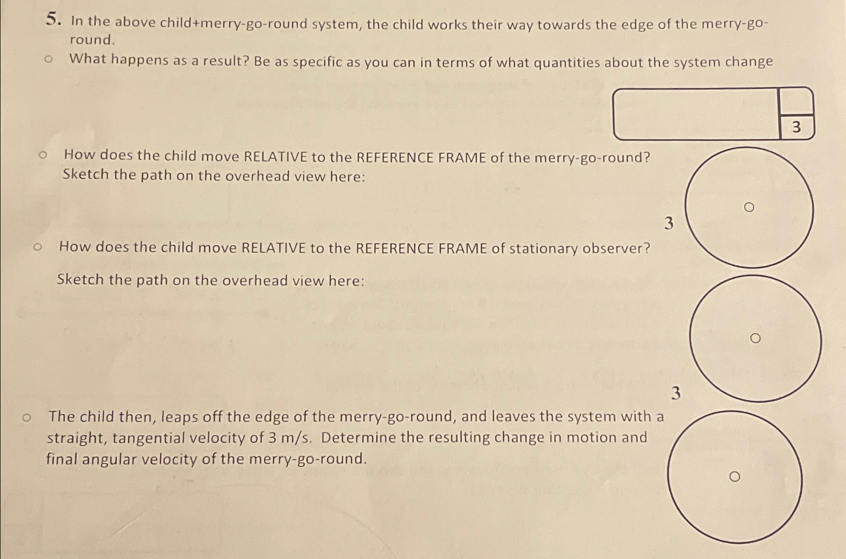 Solved In the above child+merry-go-round system, the child | Chegg.com