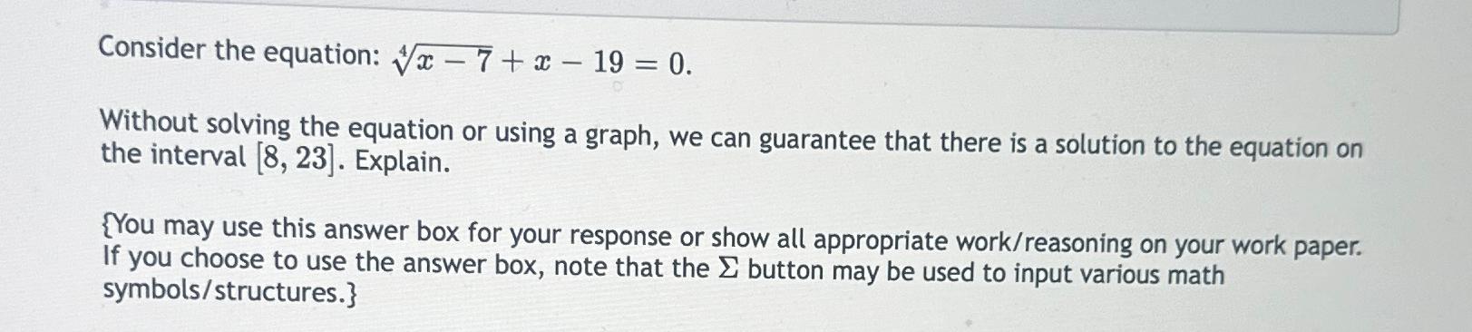 Solved Consider the equation: x-74+x-19=0.Without solving | Chegg.com