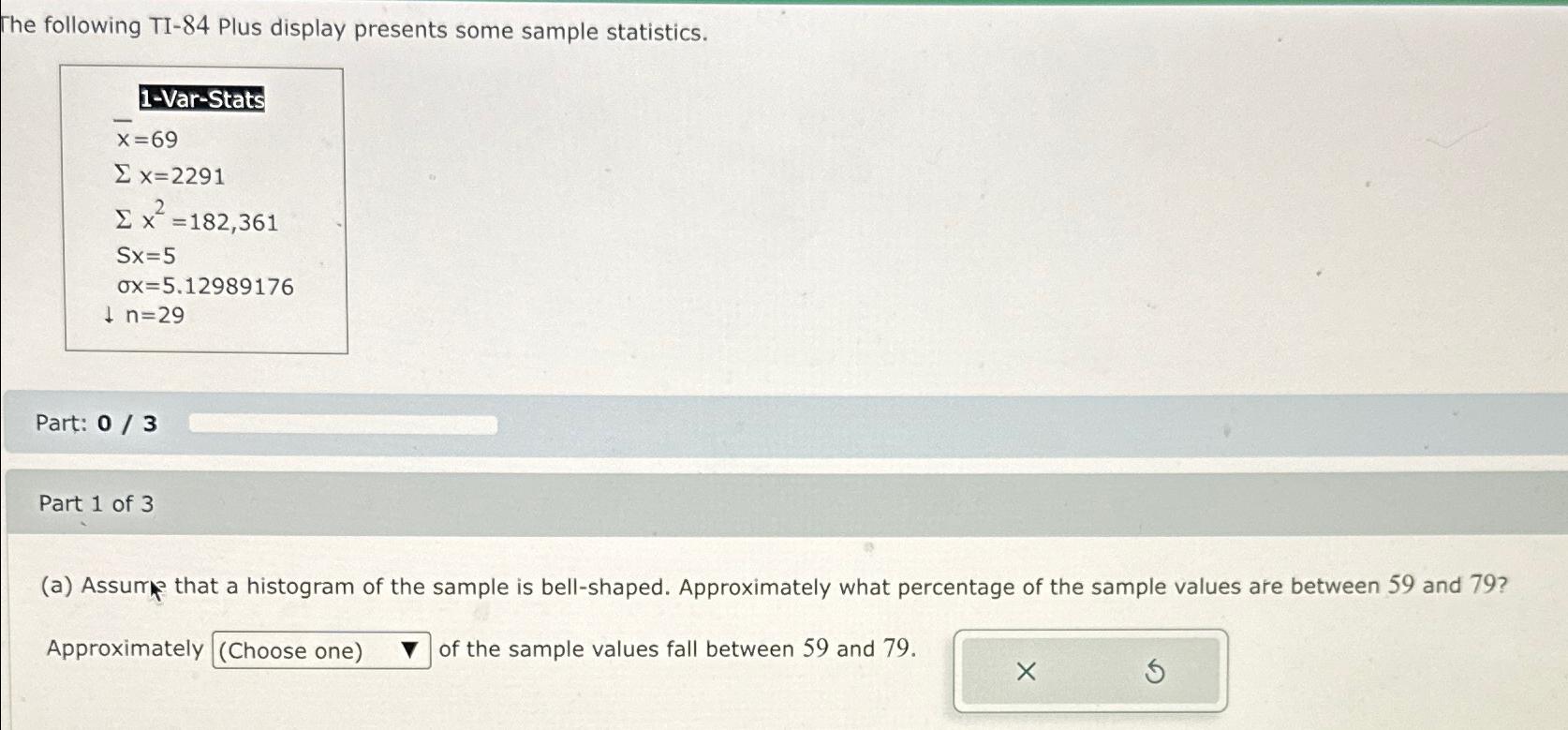 Solved The following TI- 84 ﻿Plus display presents some | Chegg.com