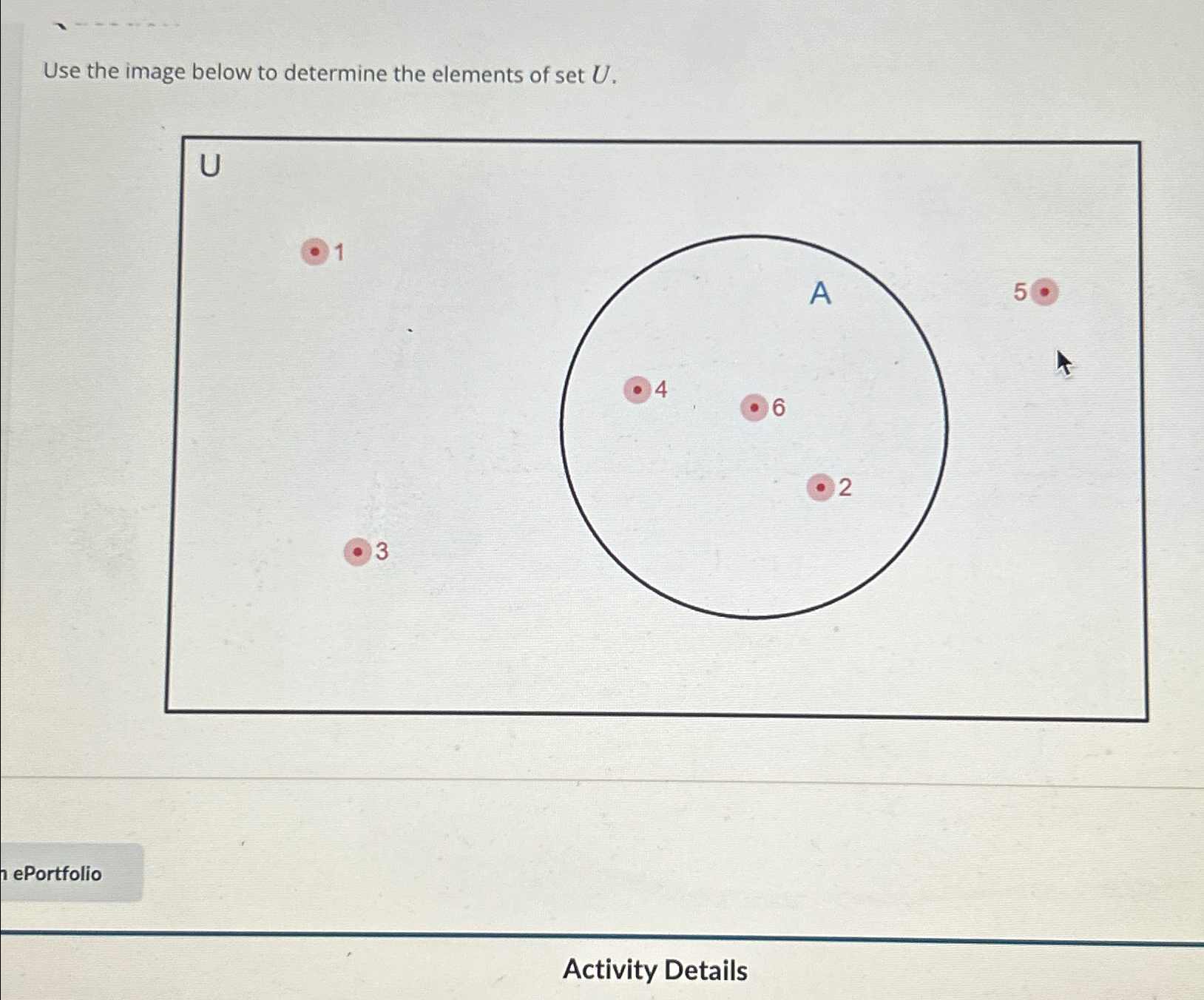 Solved Use the image below to determine the elements of set | Chegg.com