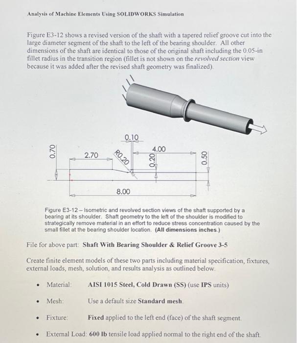 Solved Analysis of Machine Elements Using SOLIDWORKS | Chegg.com