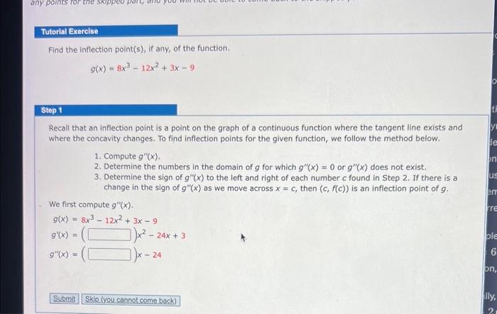 Solved Find the inflection point(s), if any, of the | Chegg.com