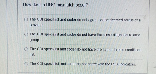 Solved How does a DRG mismatch occur?The CDI specialist and | Chegg.com