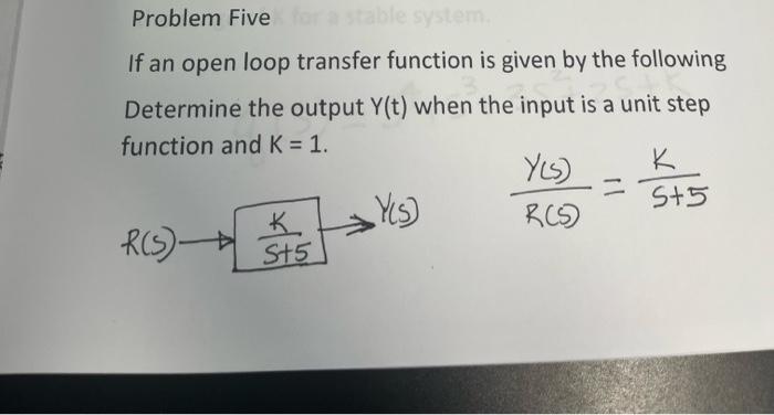 Solved Problem Five If an open loop transfer function is | Chegg.com