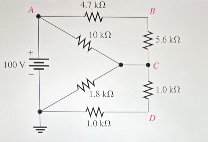 Solved Determine the following:• Voltage at Node A• Voltage | Chegg.com