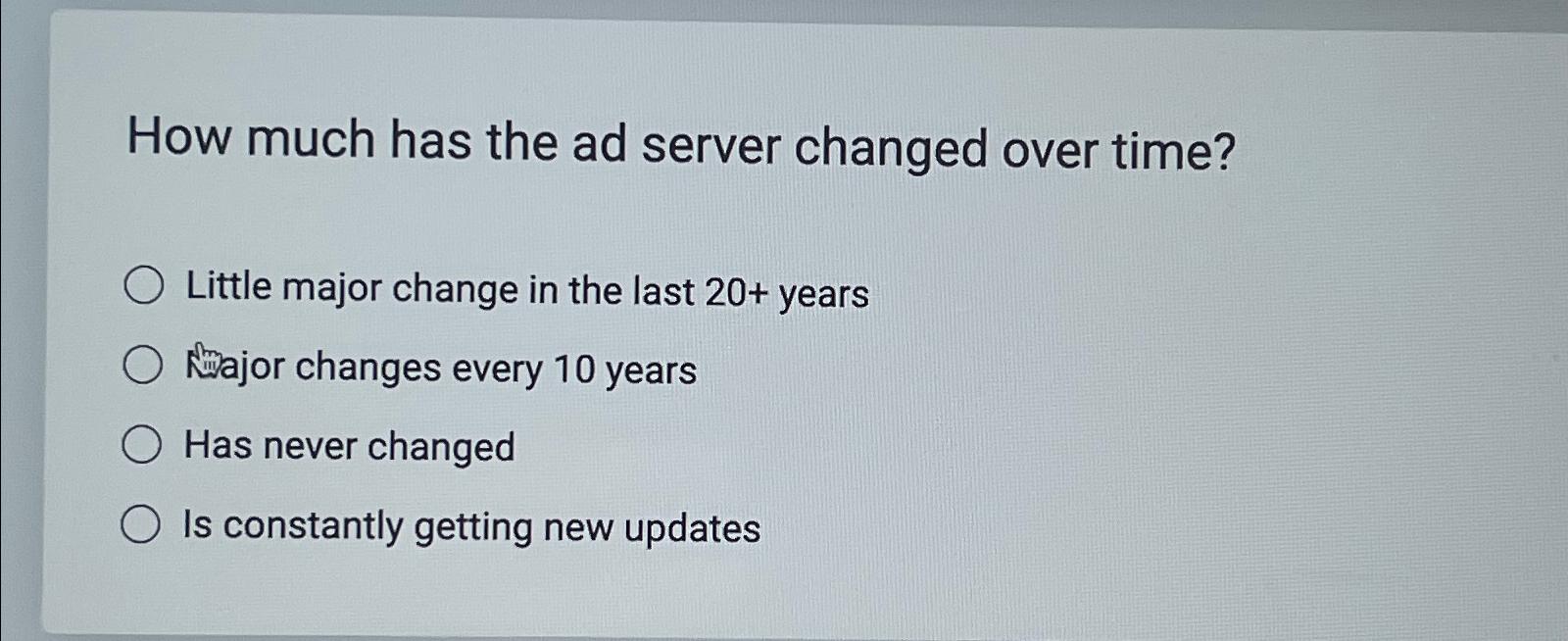 Solved How much has the ad server changed over time?Little | Chegg.com
