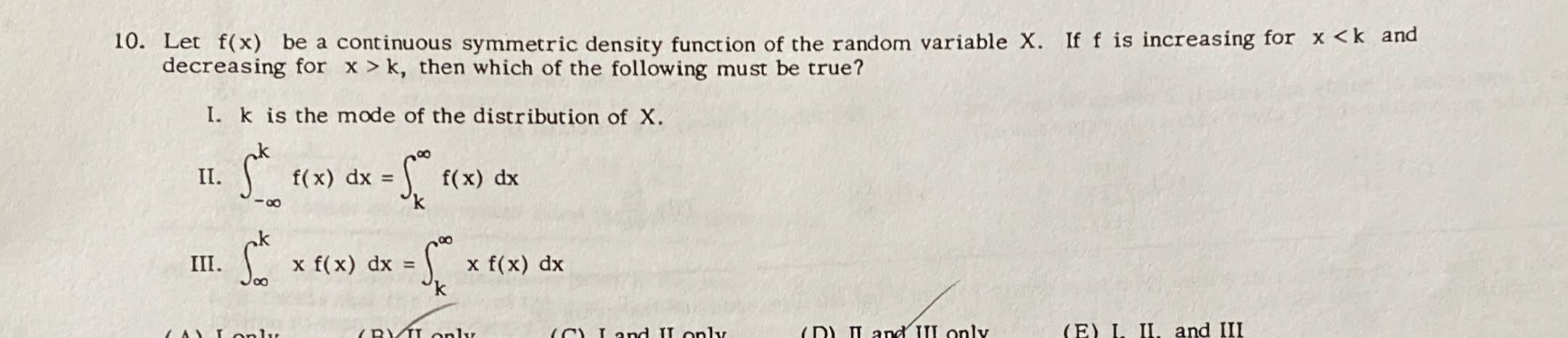 Solved Let f(x) ﻿be a continuous symmetric density function | Chegg.com