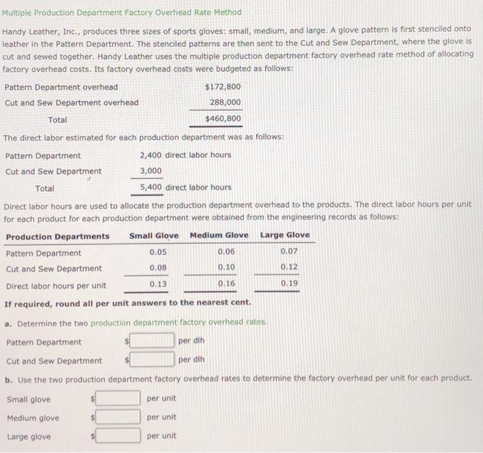 Solved Multiple Production Department Factory Overhead Rate | Chegg.com