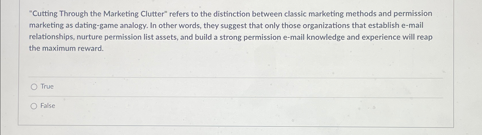 Solved "Cutting Through the Marketing Clutter" refers to the | Chegg.com
