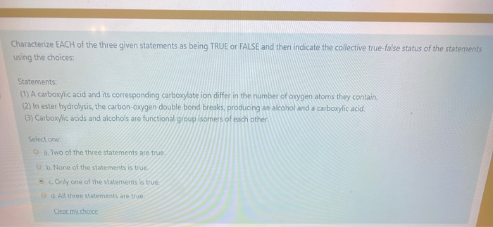 Solved Characterize EACH of the three given statements as | Chegg.com