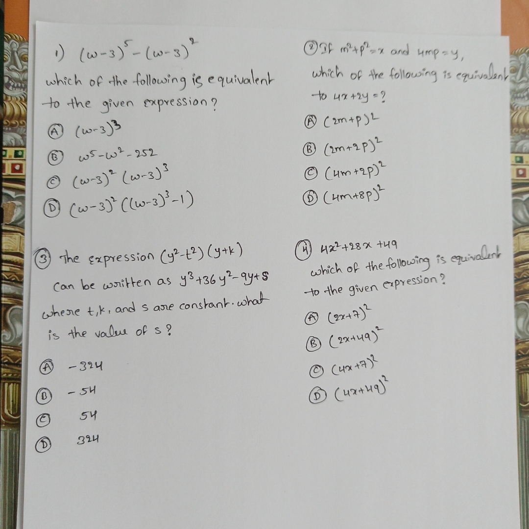 Solved (ω-3)5-(ω-3)2which of the following is equivalent to | Chegg.com