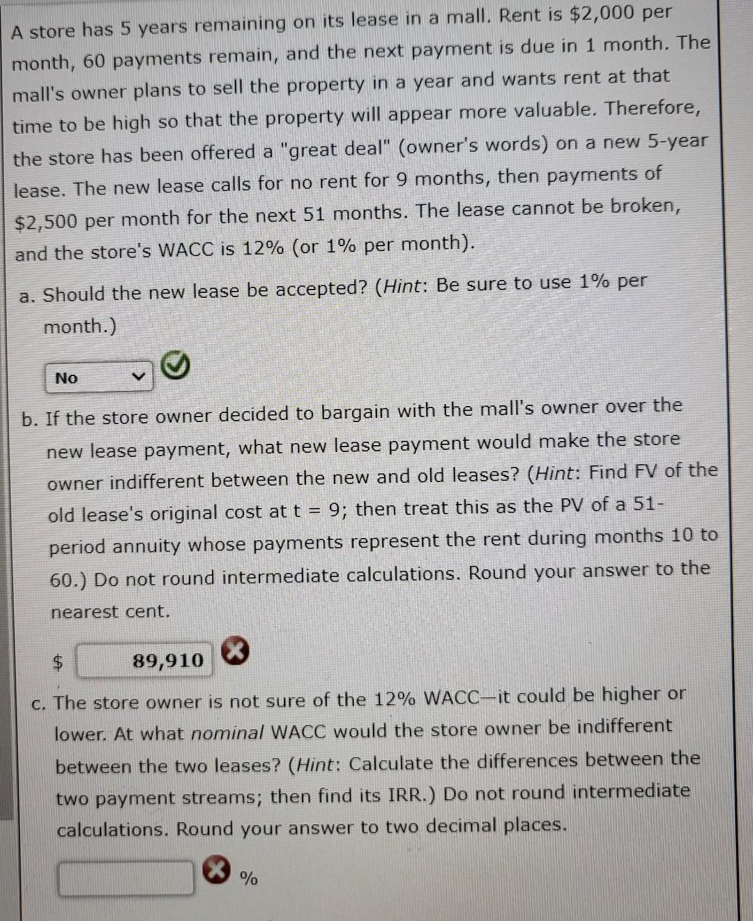 Solved A store has 5 years remaining on its lease in a mall. | Chegg.com