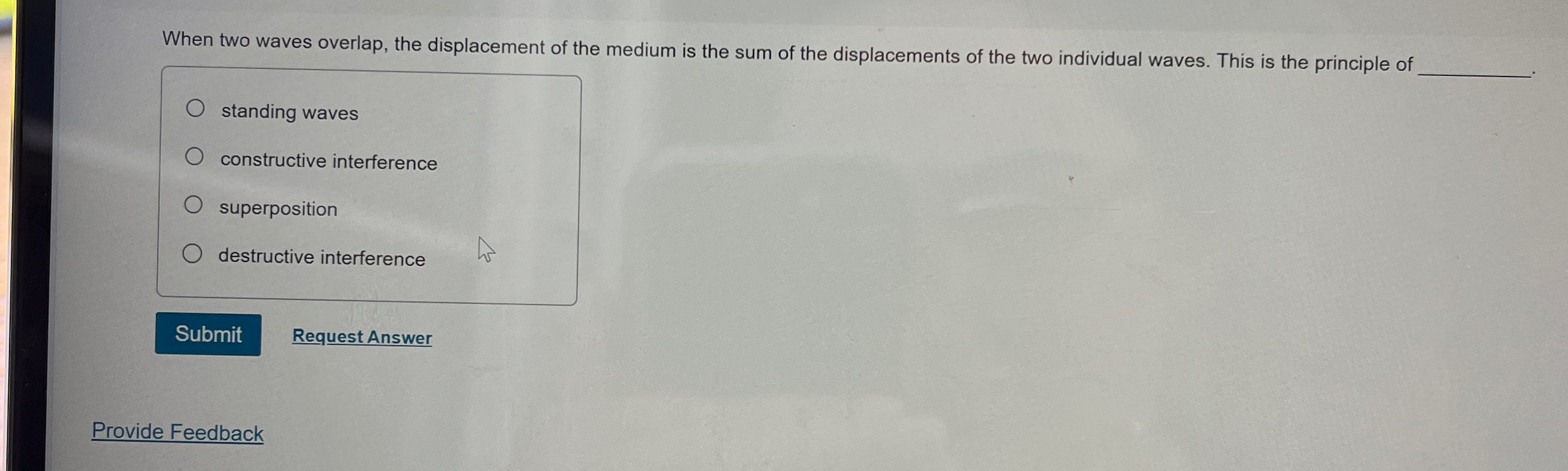 Solved When two waves overlap, the displacement of the | Chegg.com