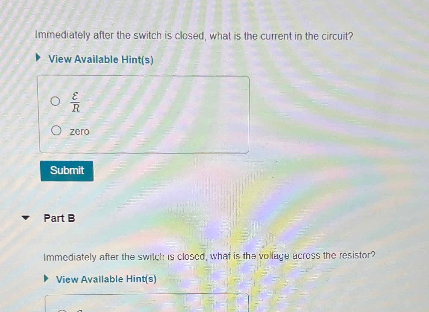 Solved Immediately after the switch is closed, what is the | Chegg.com