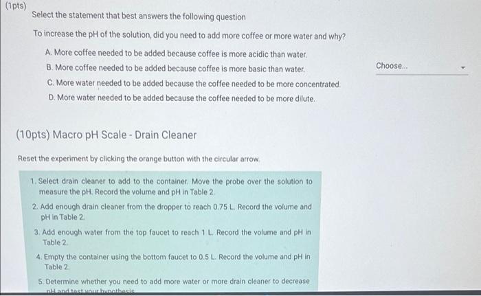 Solved Open the PhET lab simulation for pH Scale in a new | Chegg.com
