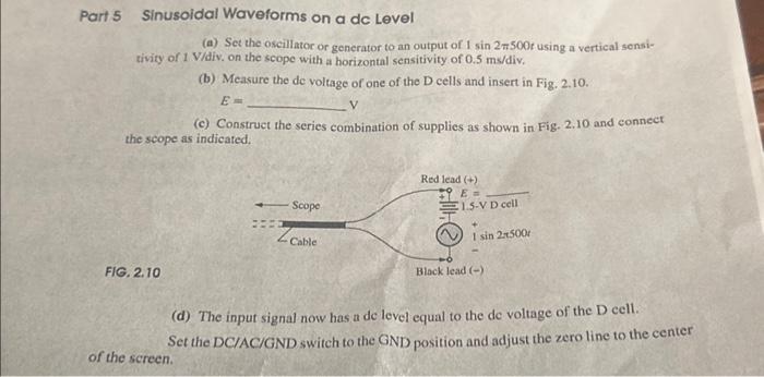 Art 5 Sinusoidal Waveforms On A Dc Level A Set The 