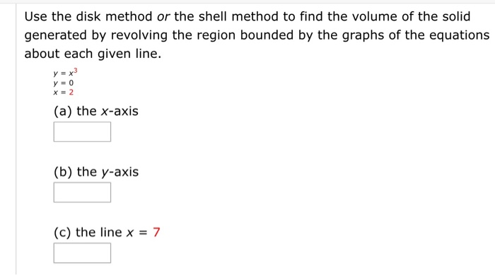 Solved Use the disk method or the shell method to find the | Chegg.com