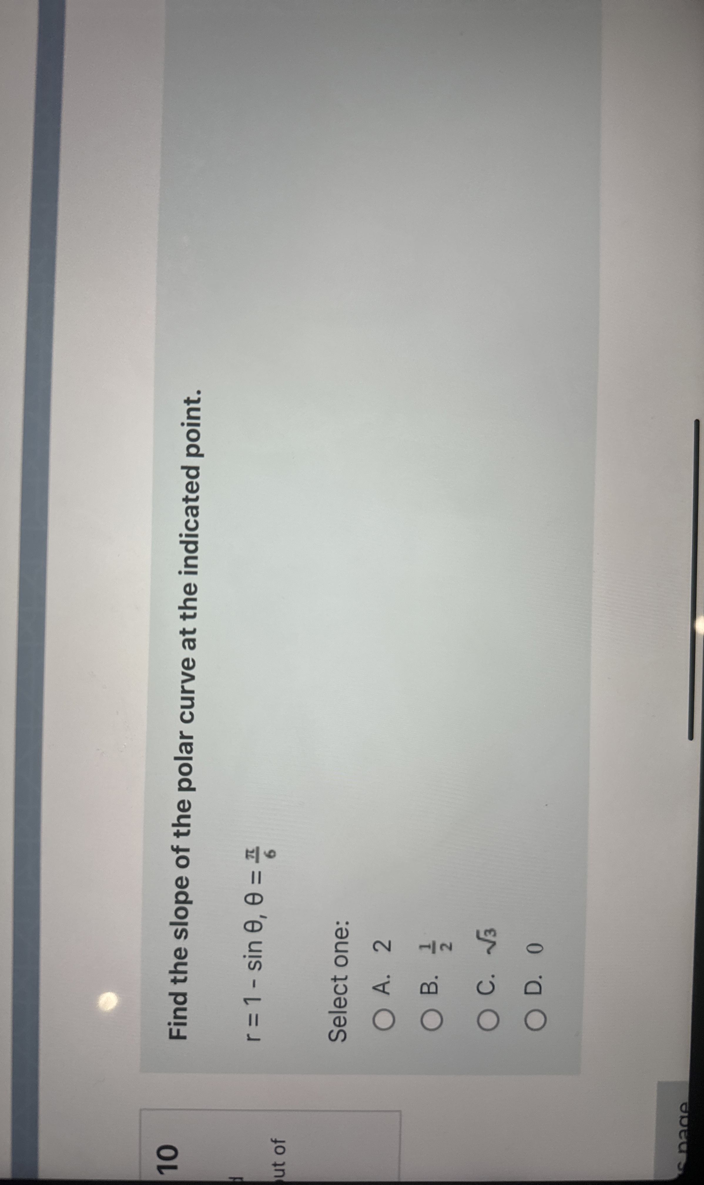 Solved 10Find the slope of the polar curve at the indicated | Chegg.com