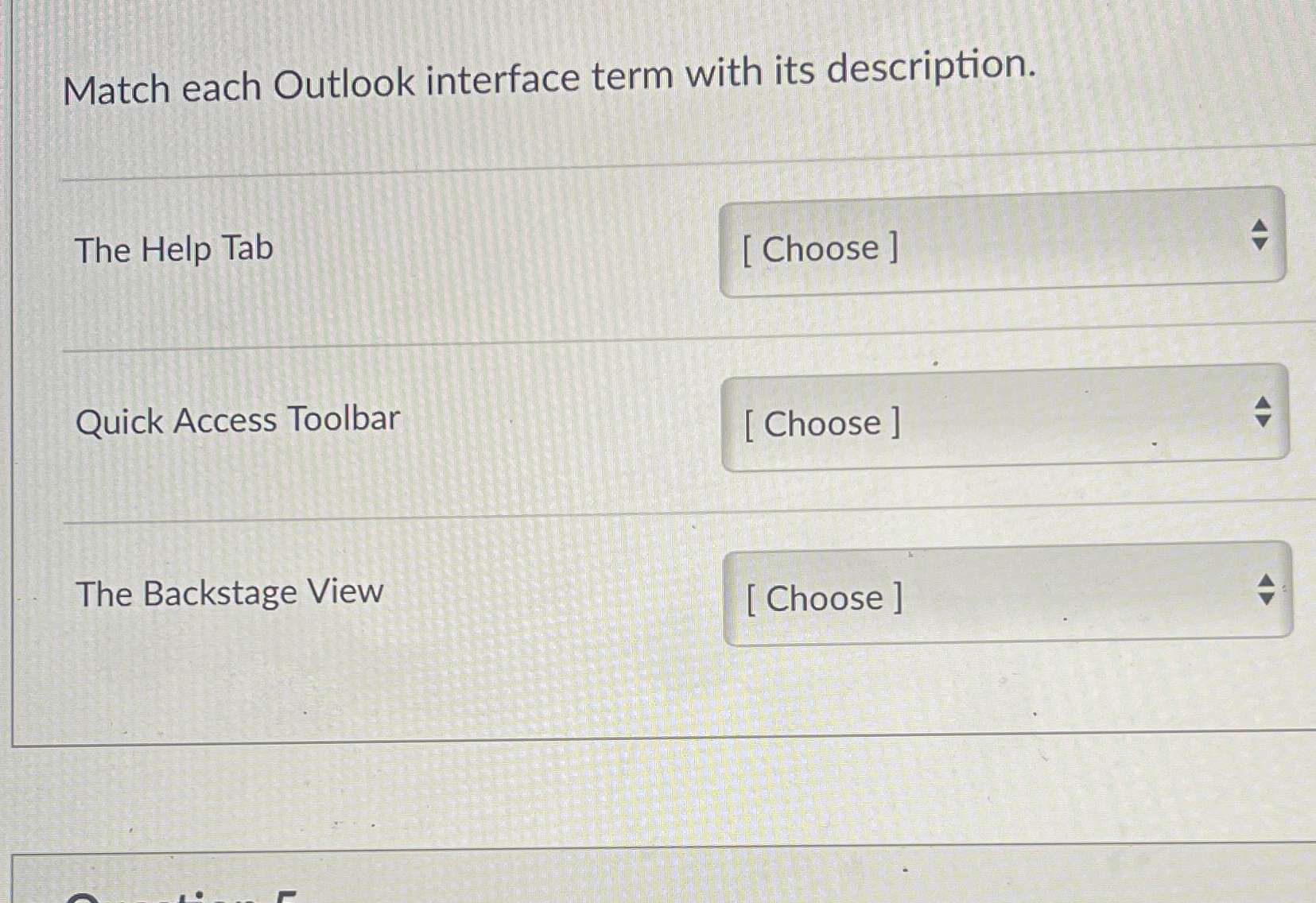 Solved Match each Outlook interface term with its | Chegg.com