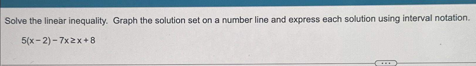 Solved Solve the linear inequality. Graph the solution set | Chegg.com