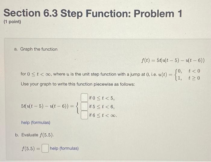Solved Section 63 Step Function Problem 1 1 Point A 
