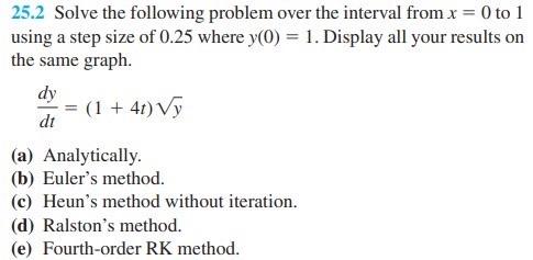 Solved This question is from Chapra 7th Edition problem | Chegg.com