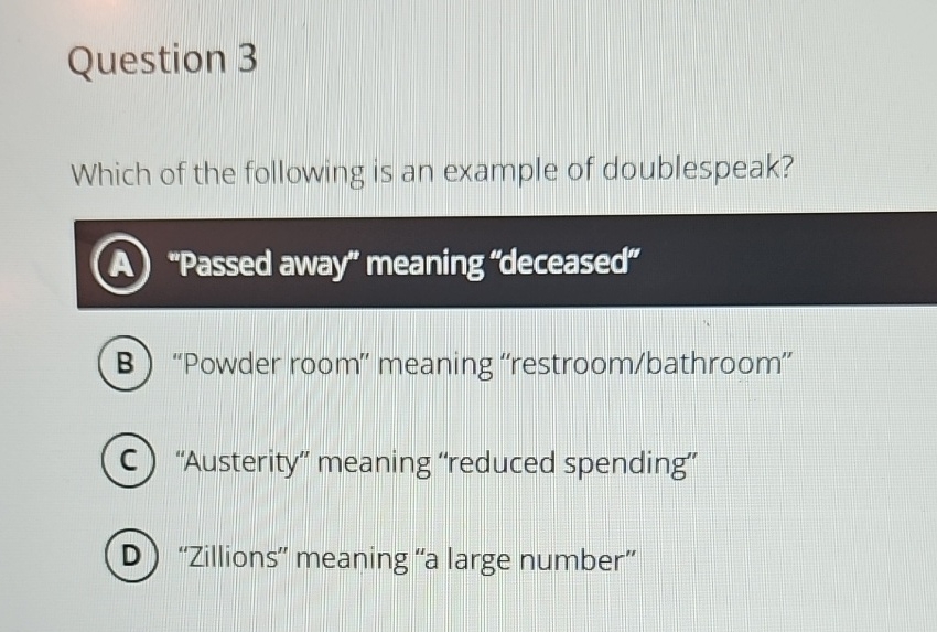 Solved Question 3Which of the following is an example of | Chegg.com