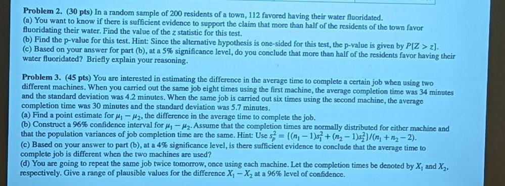 Solved Problem 2. (30pts) In a random sample of 200 | Chegg.com