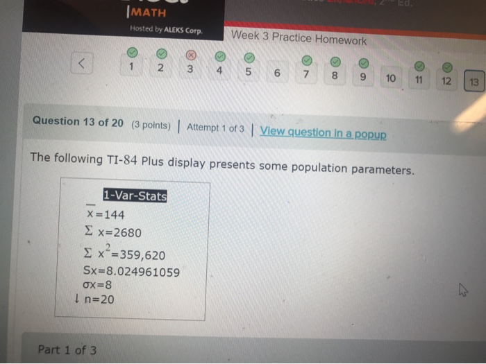 Solved MATH Hosted by ALEKS Corp. Week 3 Practice Homework 1 | Chegg.com Solved MATH Hosted by ALEKS Corp. Week 3 Practice Homework 1 | Chegg.com