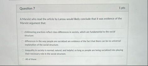 Solved Question 71 ﻿ptsA Marxist who read the article by | Chegg.com