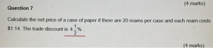 Solved Calculate the net price of a case of paper if there | Chegg.com