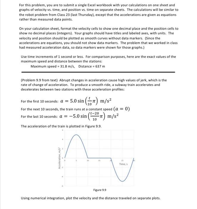 For this problem, you are to submit a single Excel | Chegg.com