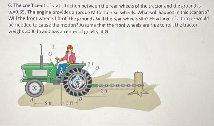 [Solved]: 6. The coefficient of static friction between the