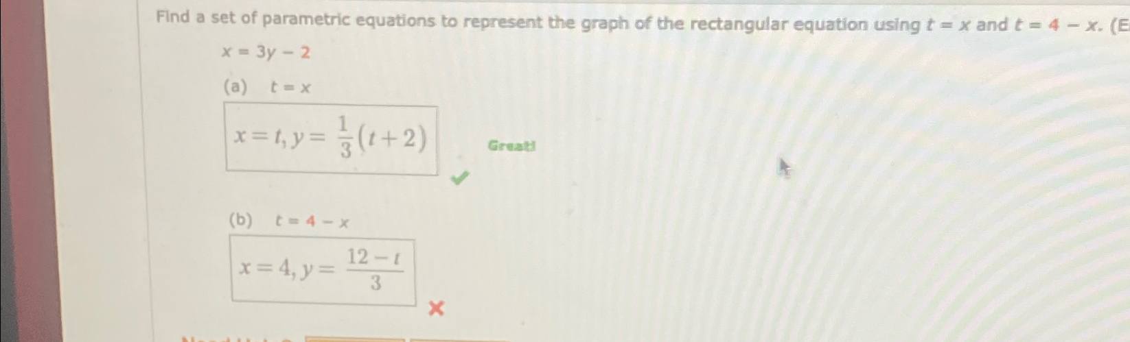 Solved Find a set of parametric equations to represent the | Chegg.com