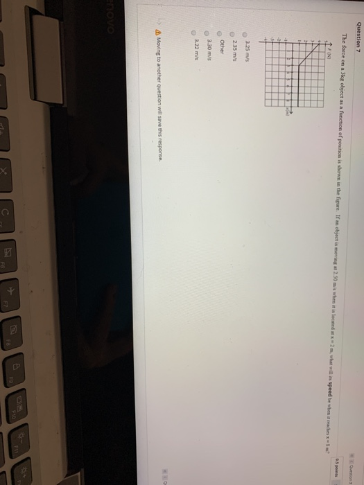 Solved Question 7 Qursons The force on a 3kg object as a | Chegg.com