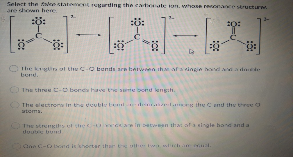 Solved Select the false statement regarding the carbonate | Chegg.com