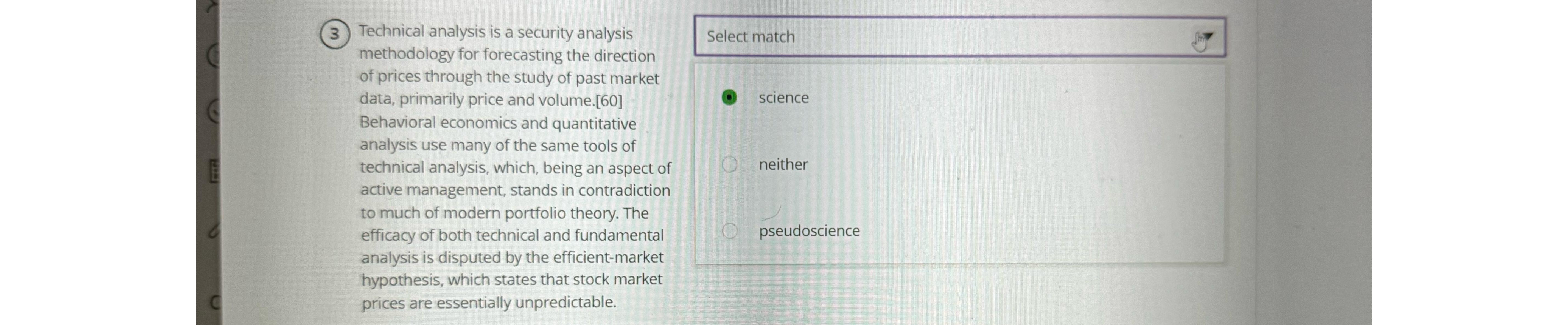 Solved Technical analysis is a security analysis methodology | Chegg.com