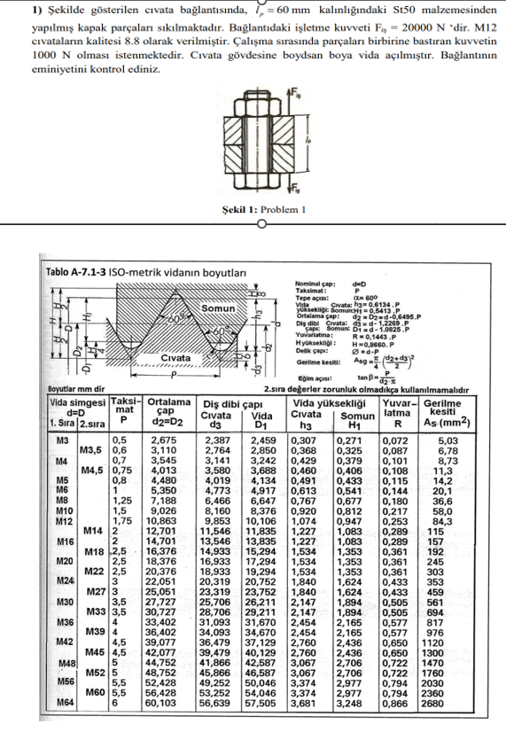 Șekilde gösterilen cıvata bağlantısında, lp=60mm | Chegg.com