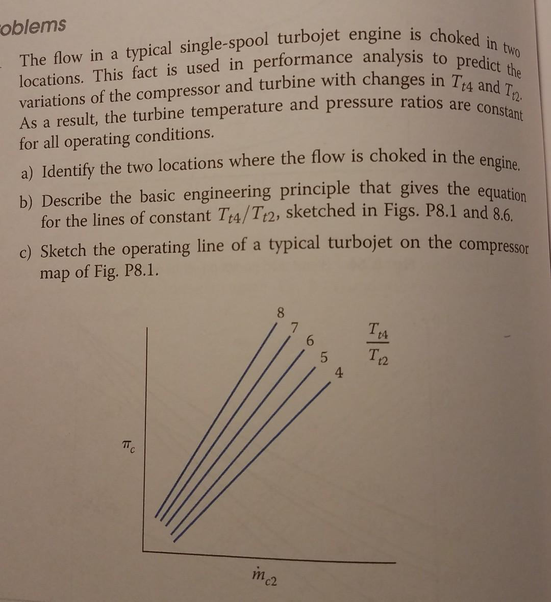 Solved oblems The flow in a typical single-spool turbojet | Chegg.com