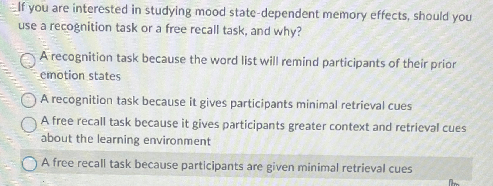 Solved If you are interested in studying mood | Chegg.com