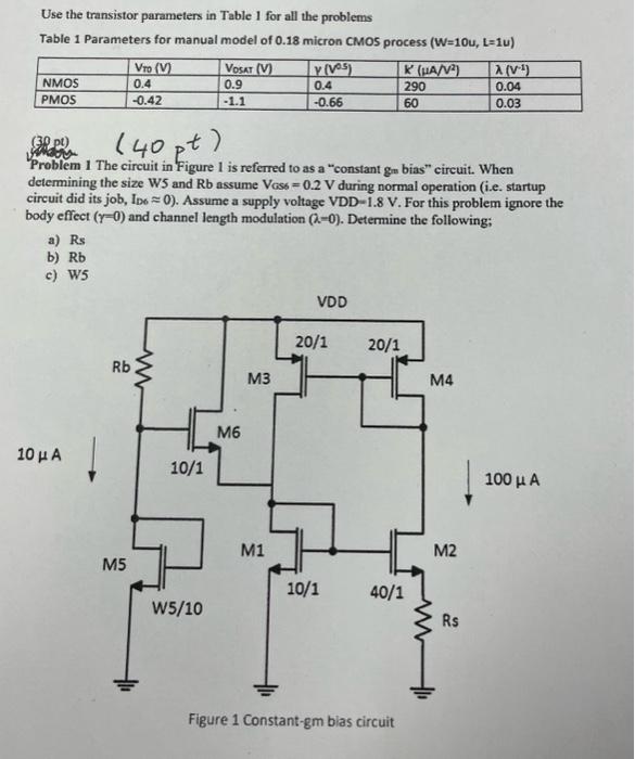Solved Use the transistor parameters in Table 1 for all the | Chegg.com