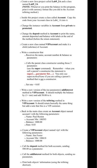 Solved Create A New Java Project Called Lab92a And A Class 3577