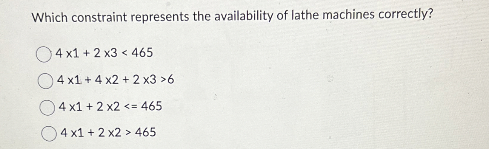 Solved Which constraint represents the availability of lathe | Chegg.com