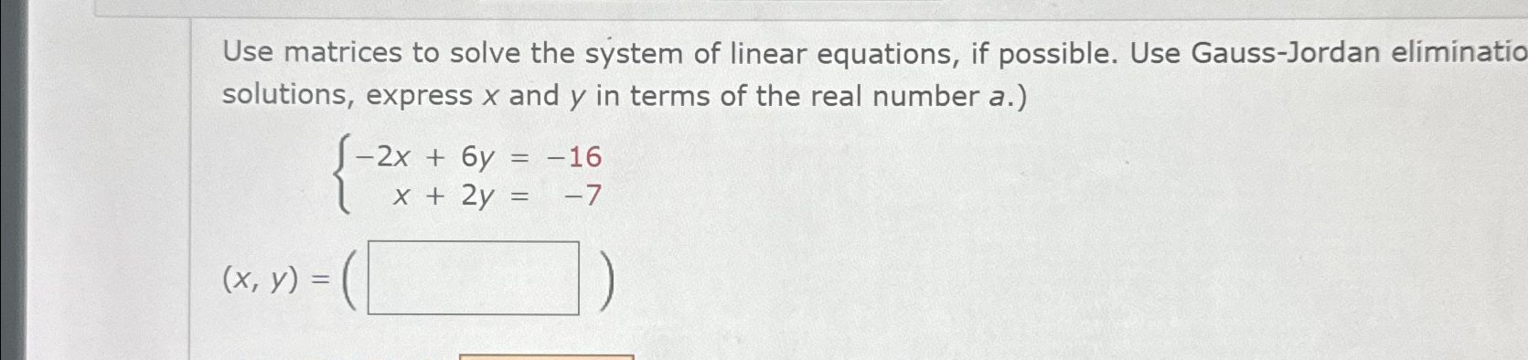 Solved Use matrices to solve the system of linear equations, | Chegg.com