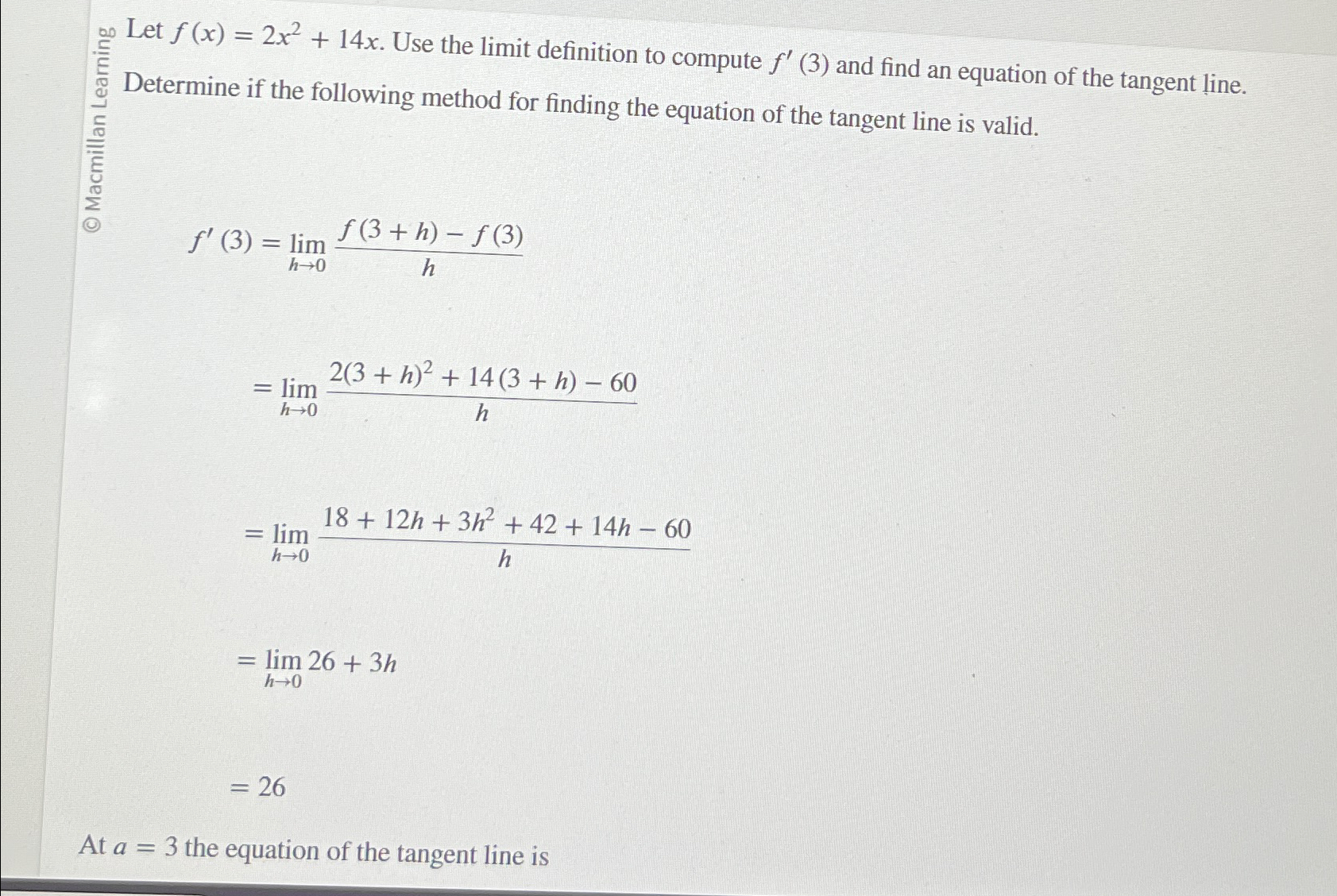 Solved Let f(x)=2x2+14x. ﻿Use the limit definition to | Chegg.com
