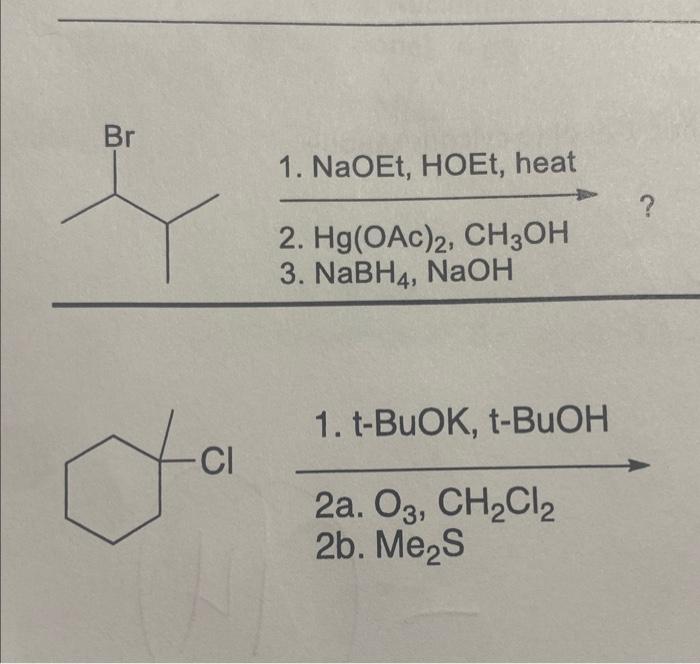 Solved 1. NaOEt,HOEt, heat 2. Hg(OAc)2,CH3OH ? 3. NaBH4,NaOH | Chegg.com