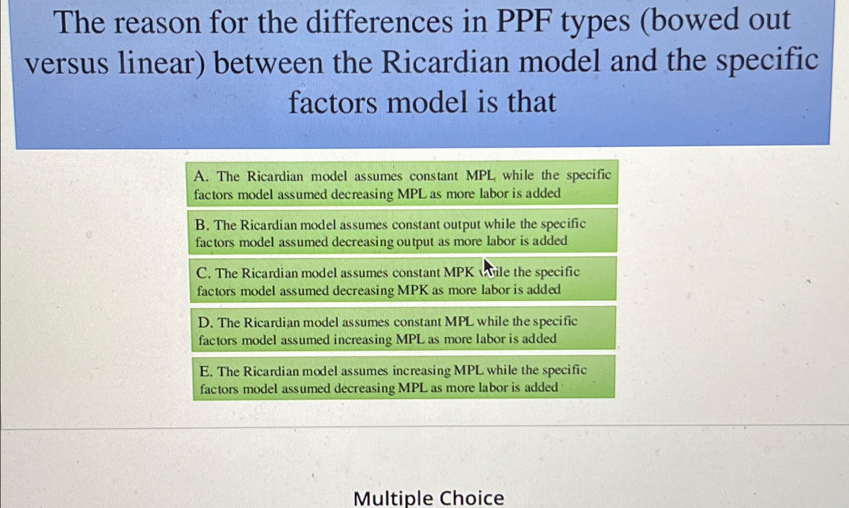 Solved The reason for the differences in PPF types (bowed | Chegg.com