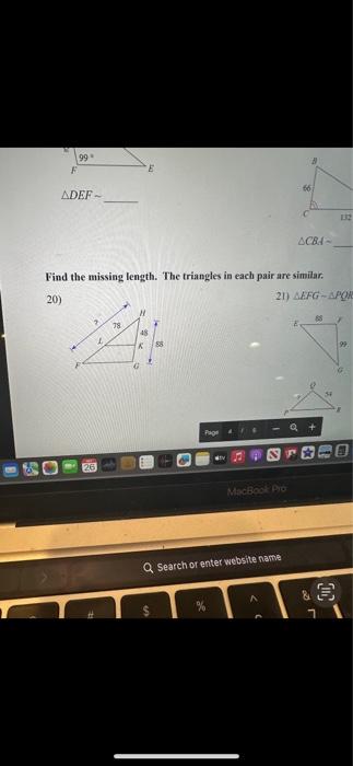 Solved DEF− Find the missing length. The triangles in each | Chegg.com