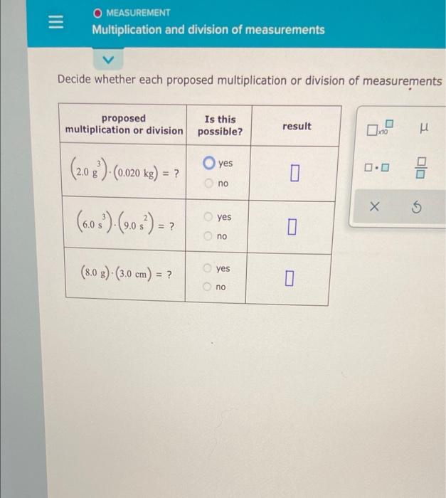 Solved O MEASUREMENT Multiplication and division of | Chegg.com